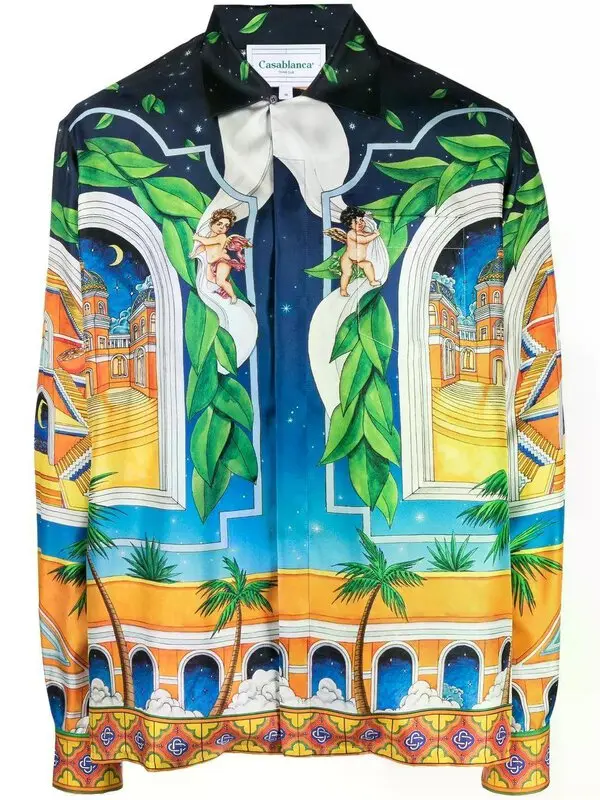 Casablanca Graphic-print Silk Shirt