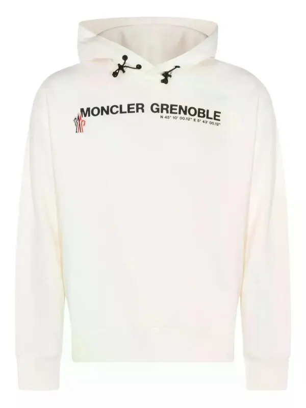 Moncler Logo-print Cotton Hoodie - White