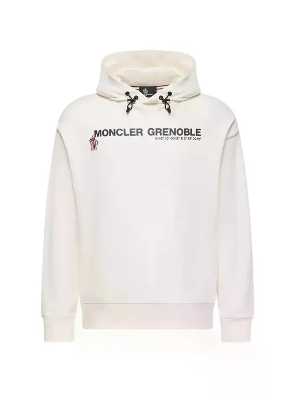 Moncler Logo-print Cotton Hoodie - White