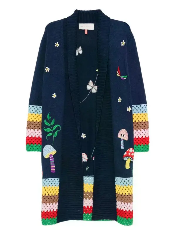 Mira Mikati Graphic-embroidered Coat - Blue