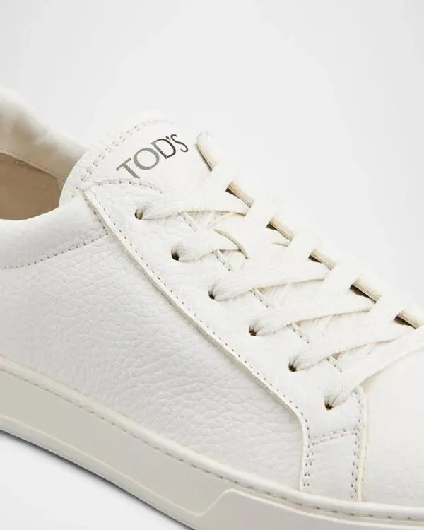 TOD & APOS;S Grainy Leather Logo Low-top Sneakers - White