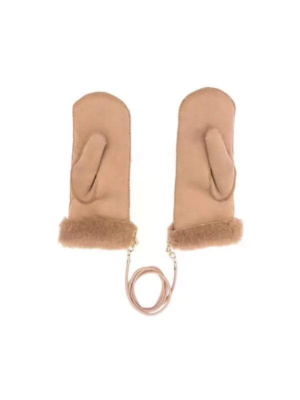 Max Mara Faux-shearling Trimmed Mittens