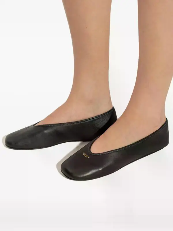 COACH Leather Ballerina Flats - Black