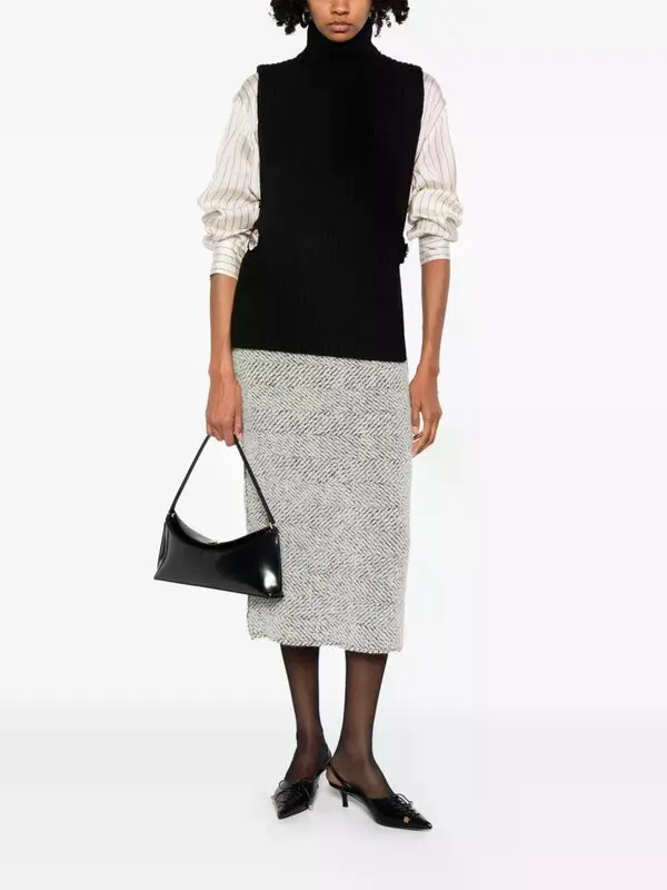 Alberta Ferretti Herringbone Wool Skirt