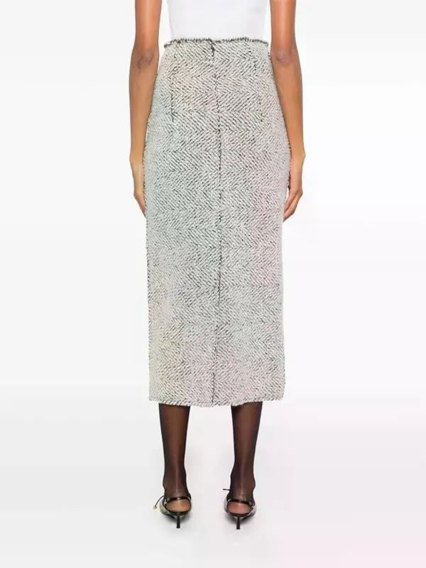 Alberta Ferretti Herringbone Wool Skirt