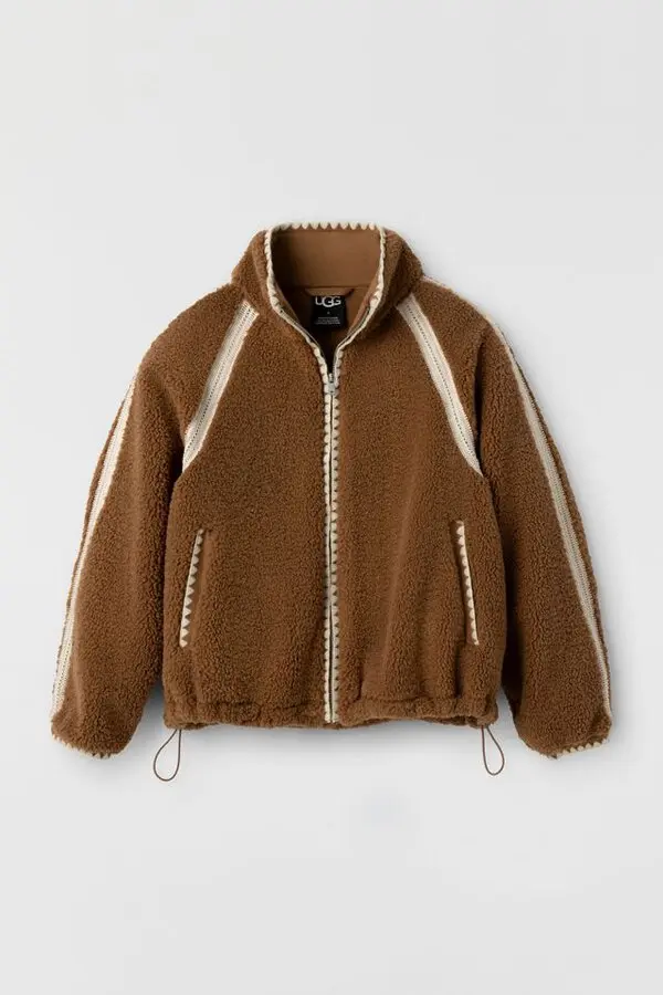 UGG Nika Crochet Uggfluff Zip-up Jacket - Chestnut