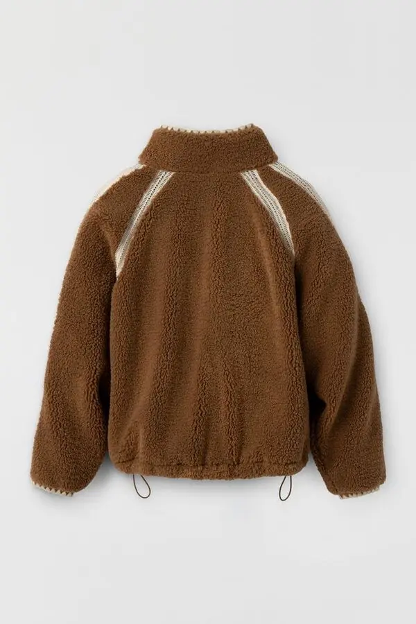 UGG Nika Crochet Uggfluff Zip-up Jacket - Chestnut