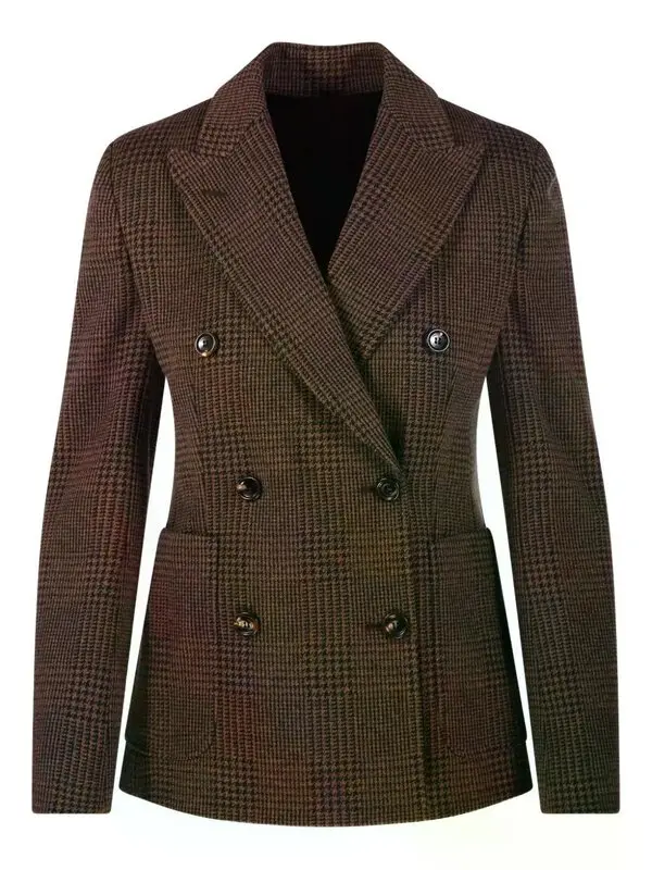Max Mara Check Double-breasted Blazer - Brown