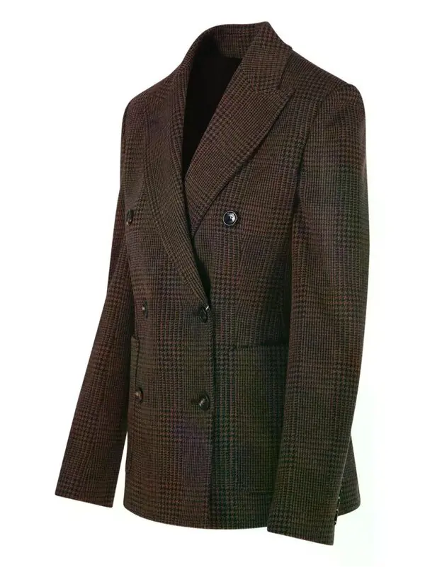 Max Mara Check Double-breasted Blazer - Brown