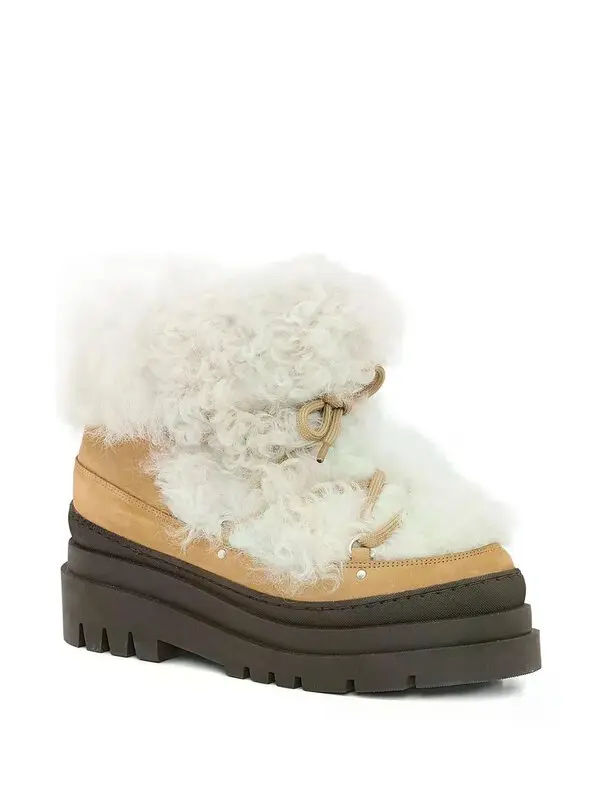 YVES SALOMON Shearling Platform Boots - White