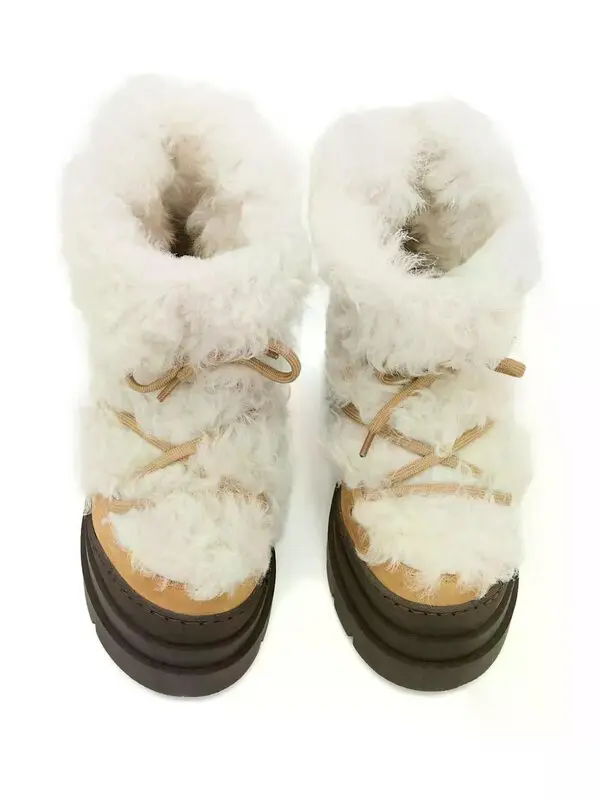 YVES SALOMON Shearling Platform Boots - White