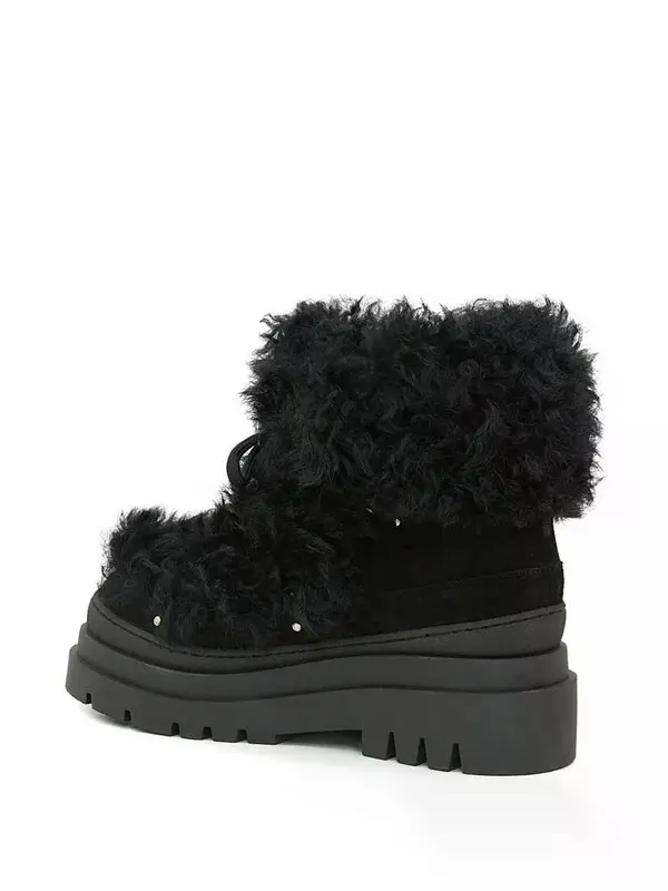 YVES SALOMON Shearling Platform Boots - Black