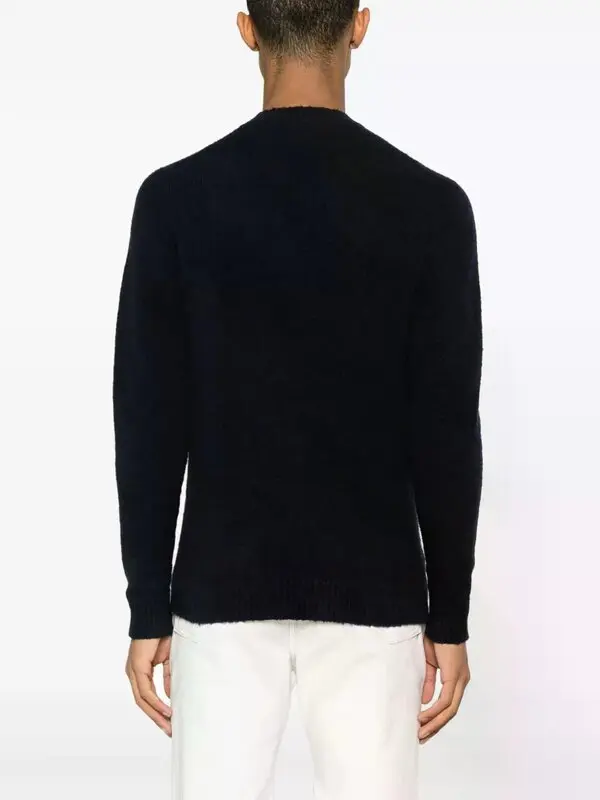 ROBERTO COLLINA Crew-neck Cotton-blend Jumper - Blue