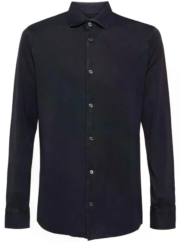 Fedeli Piqué Cotton Shirt - Blue