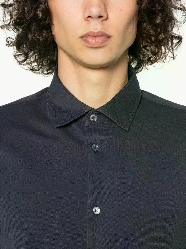Fedeli Piqué Cotton Shirt - Blue