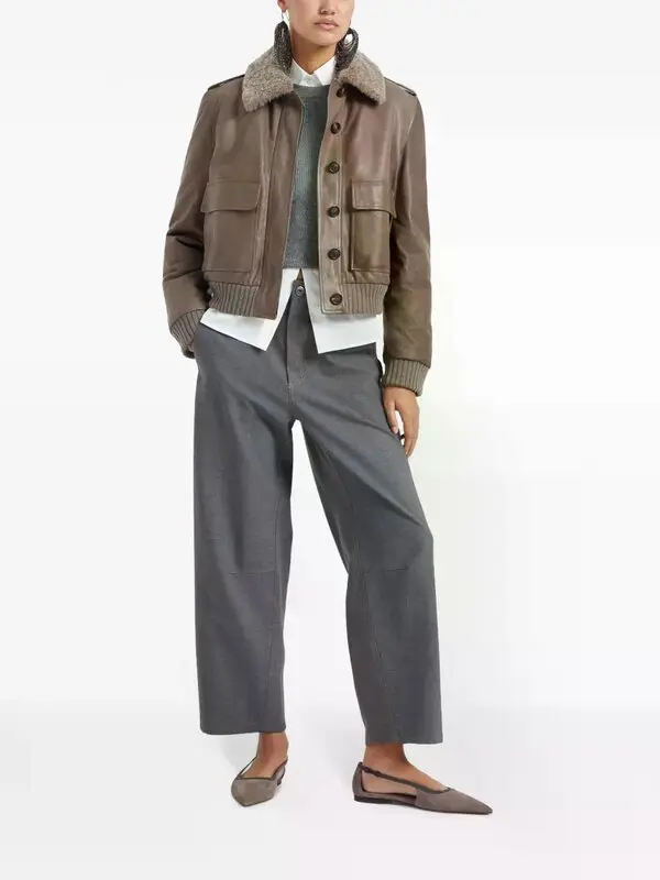 Brunello Cucinelli Mélange-effect Wide Leg Trousers