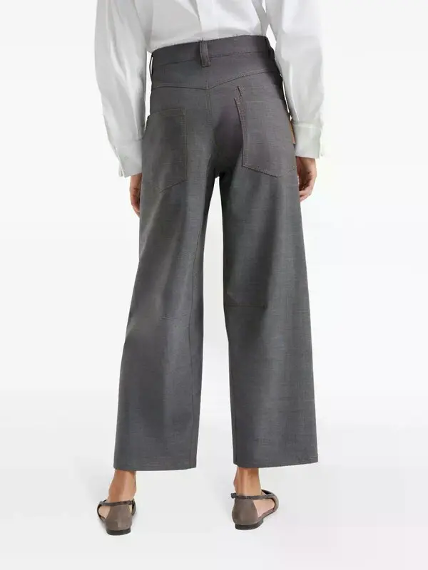 Brunello Cucinelli Mélange-effect Wide Leg Trousers