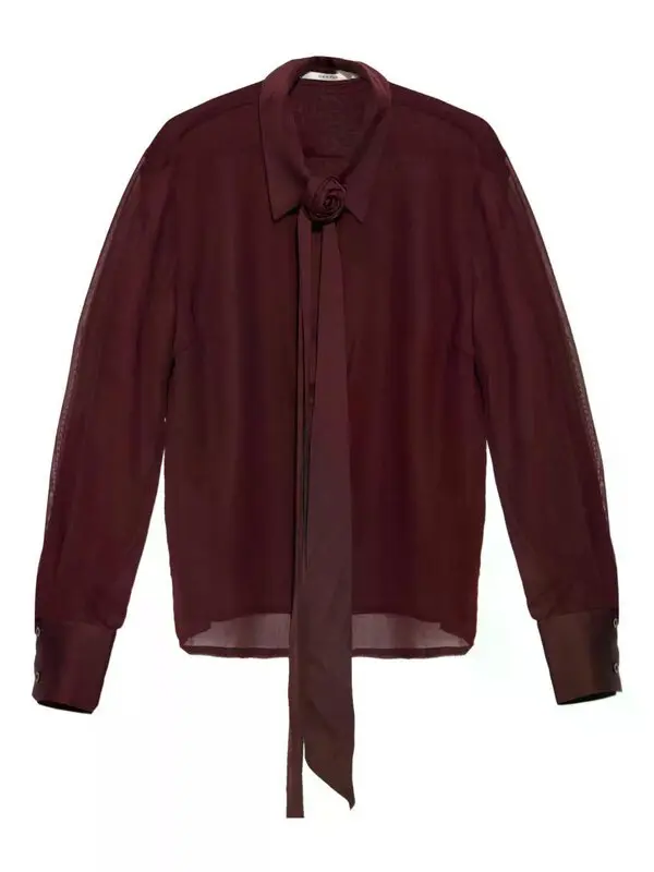 GESTUZ Floral-appliqué Blouse - Red