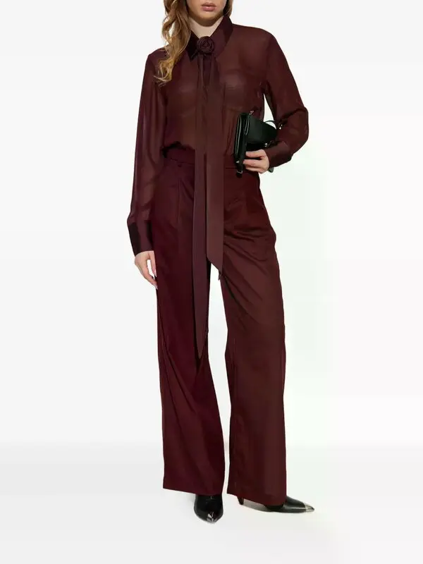 GESTUZ Floral-appliqué Blouse - Red