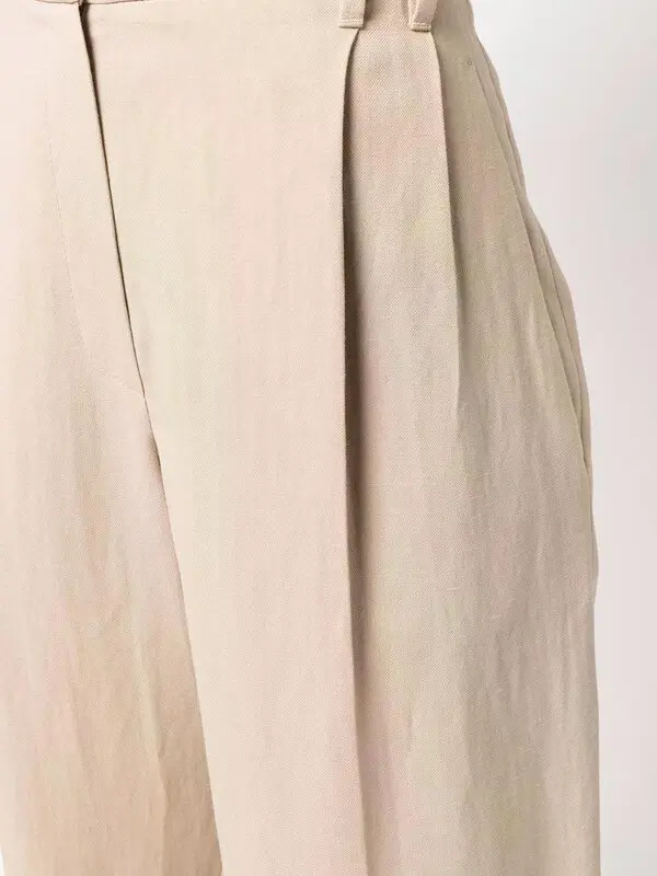 Brunello Cucinelli High-waisted Cropped Linen-blend Trousers