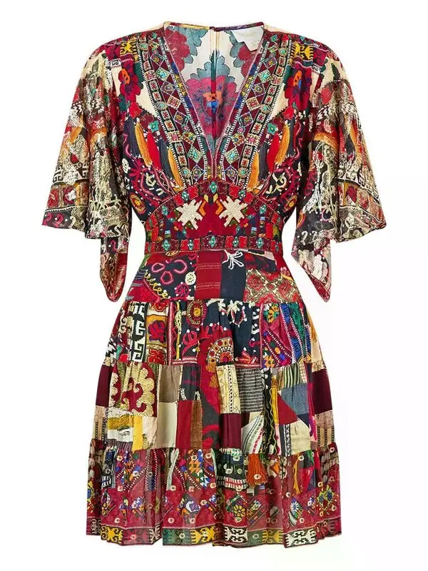 Camilla Tie Patchwork Alchemy Mini Dress