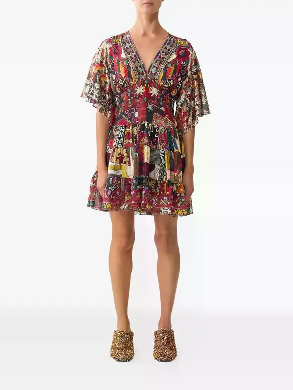 Camilla Tie Patchwork Alchemy Mini Dress