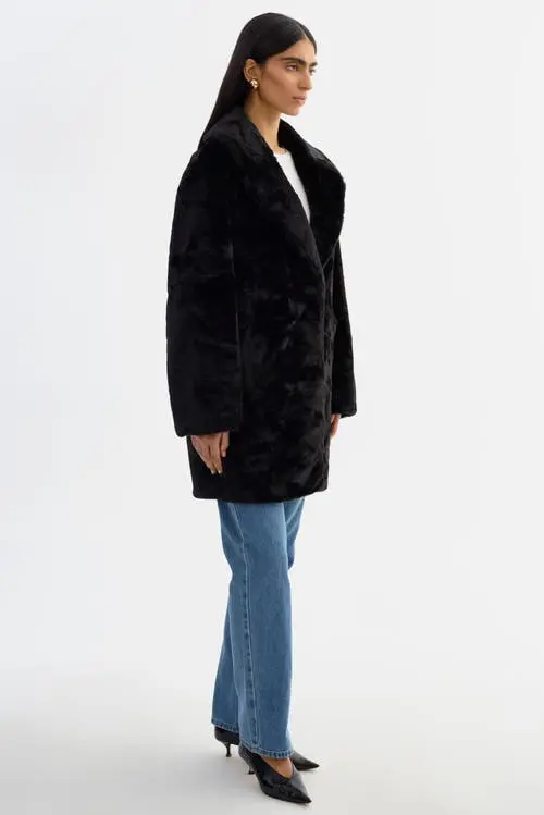 LAMARQUE Linnea Faux Fur Coat - Black