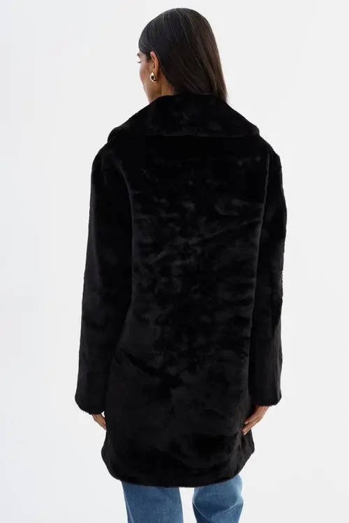 LAMARQUE Linnea Faux Fur Coat - Black