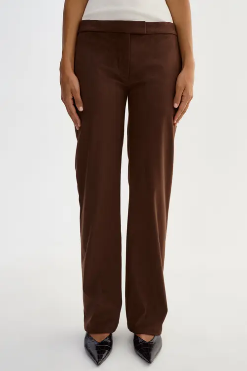 LAMARQUE Malachi Faux Suede Trousers - Dark Brown