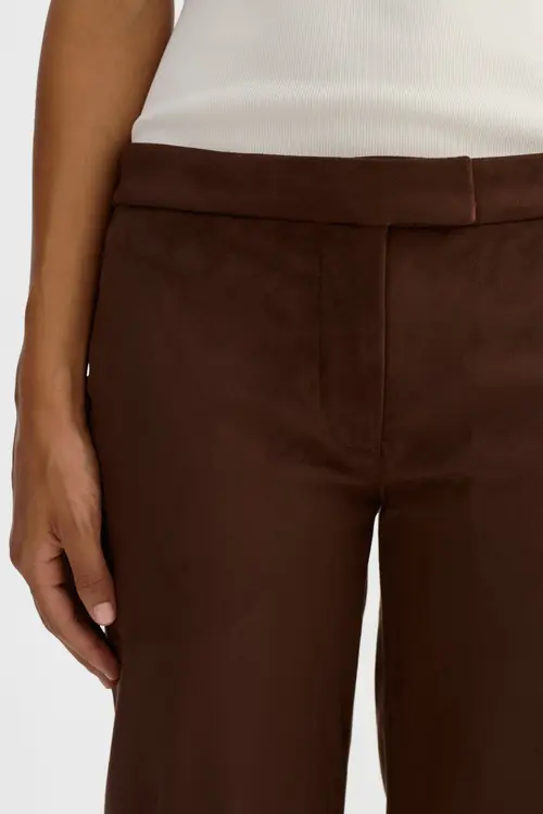 LAMARQUE Malachi Faux Suede Trousers - Dark Brown