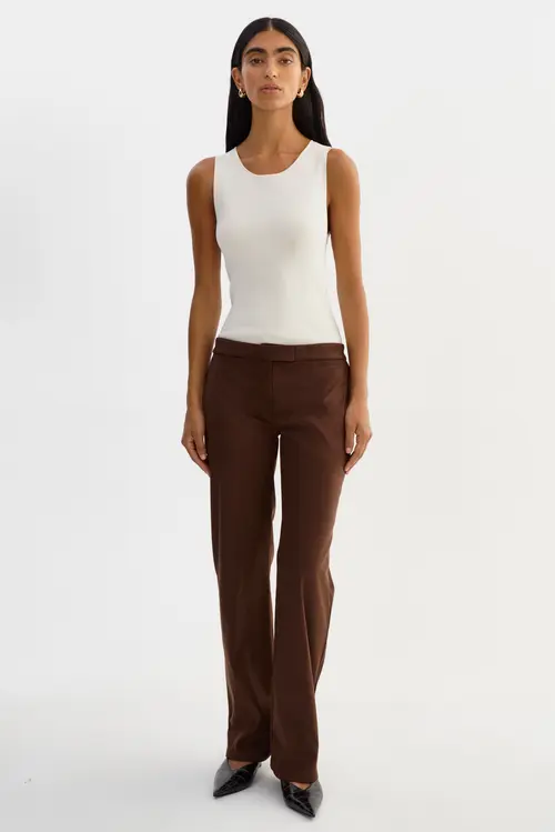 LAMARQUE Malachi Faux Suede Trousers - Dark Brown