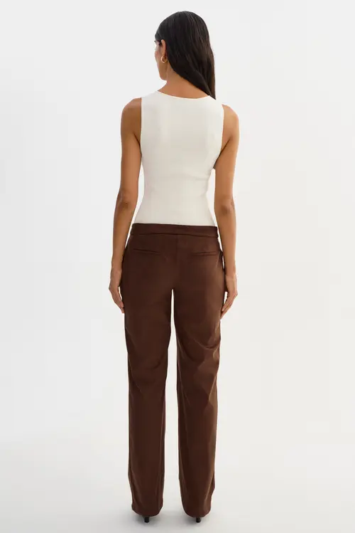 LAMARQUE Malachi Faux Suede Trousers - Dark Brown