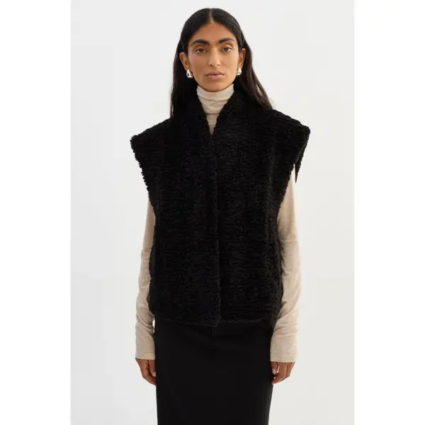 LAMARQUE Dua Reversible Faux Fur Vest - Black
