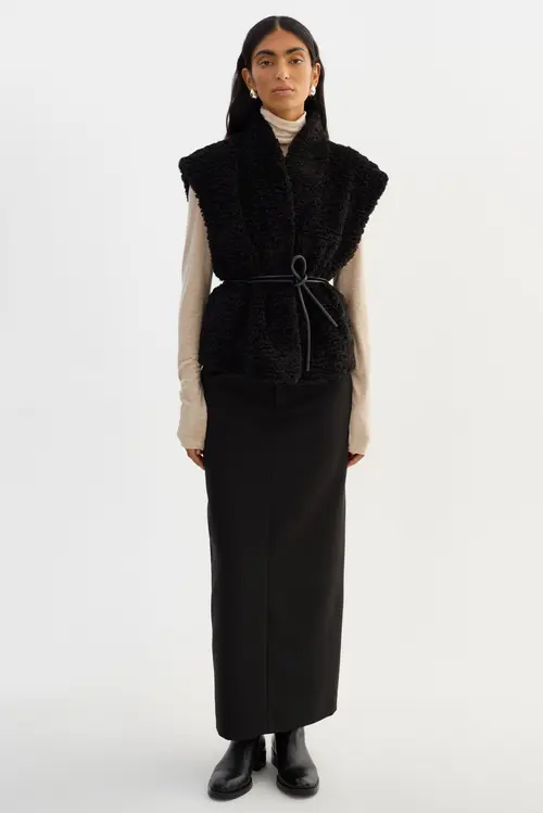 LAMARQUE Dua Reversible Faux Fur Vest - Black