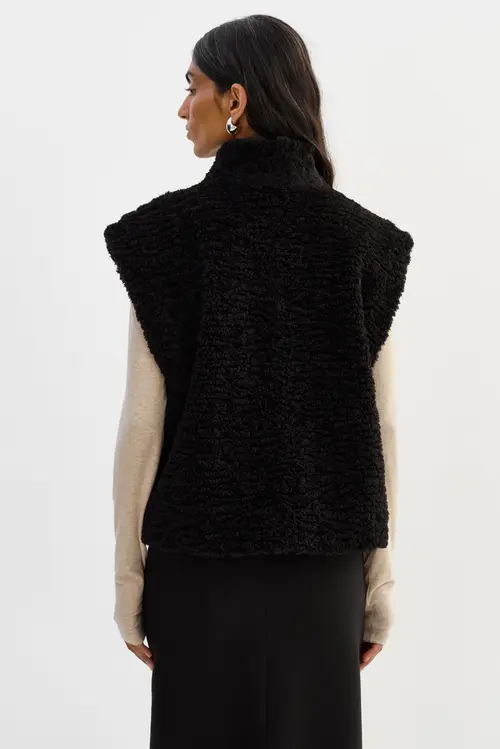 LAMARQUE Dua Reversible Faux Fur Vest - Black
