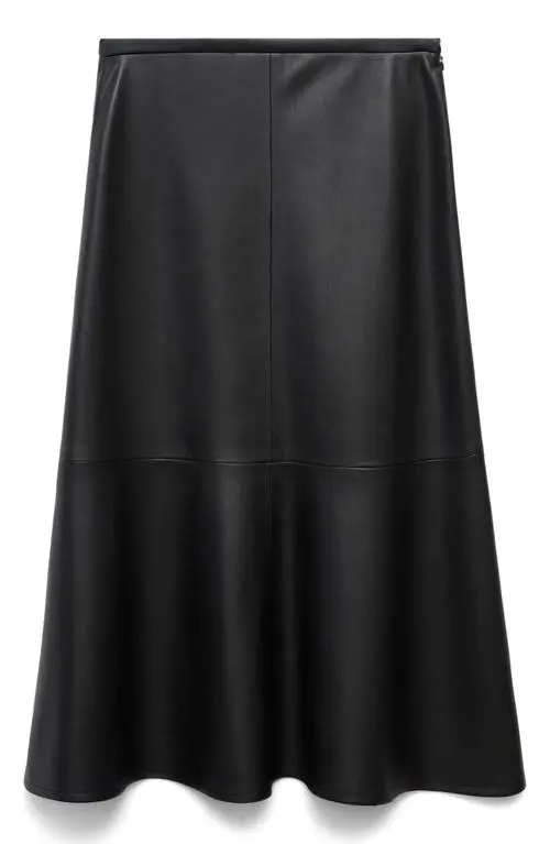 Mango Faux Leather A-line Midi Skirt