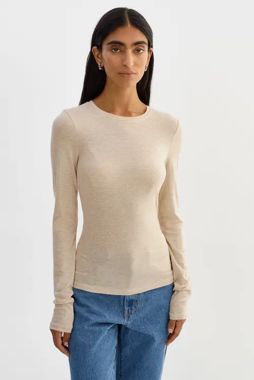 LAMARQUE Medora Long Sleeve Top - Heather Beige