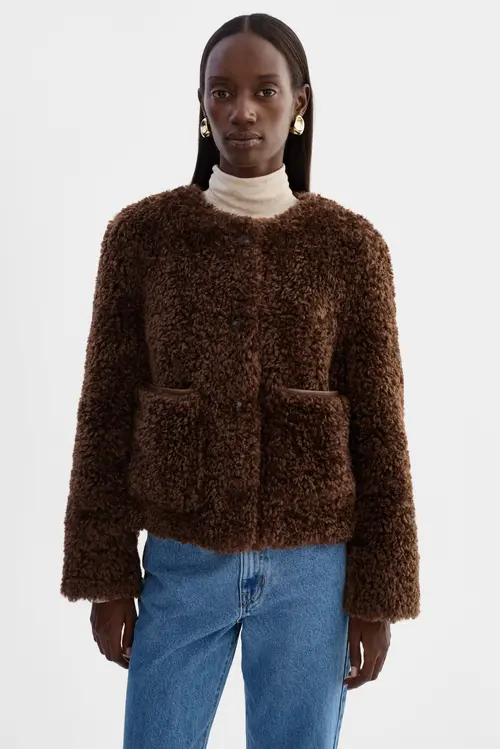 LAMARQUE Emilia Faux Fur Jacket - Brown