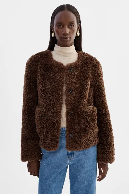 LAMARQUE Emilia Faux Fur Jacket - Brown