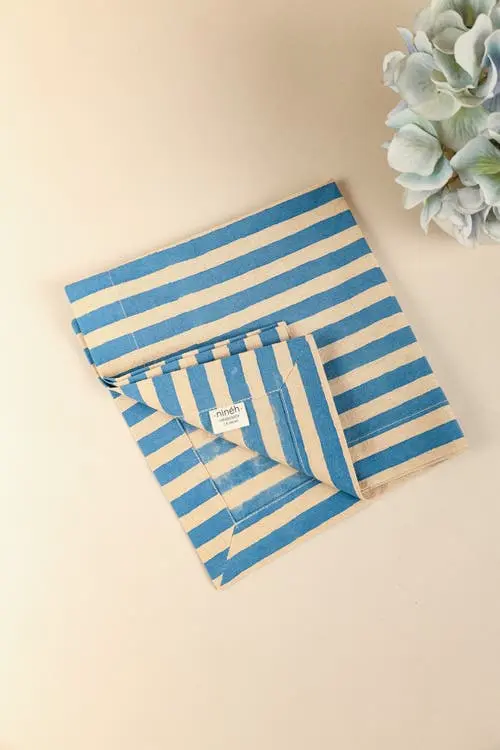 NINÉH Oh! Stripes Block Print Napkins - Blue