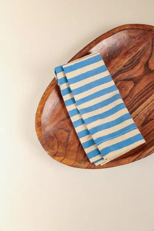 NINÉH Oh! Stripes Block Print Napkins - Blue