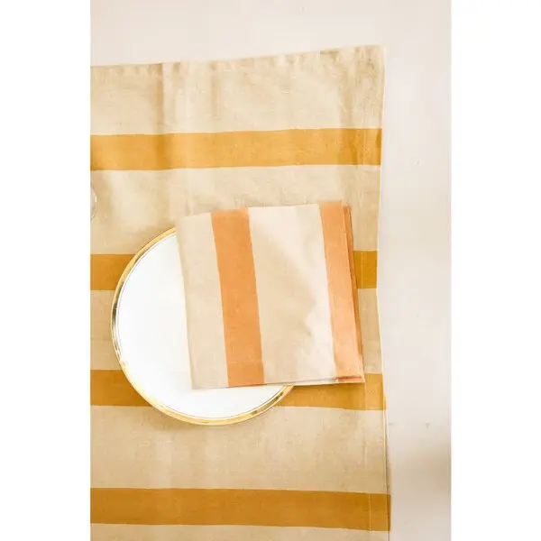NINÉH Oh! Stripes Block Print Napkins - Ochre