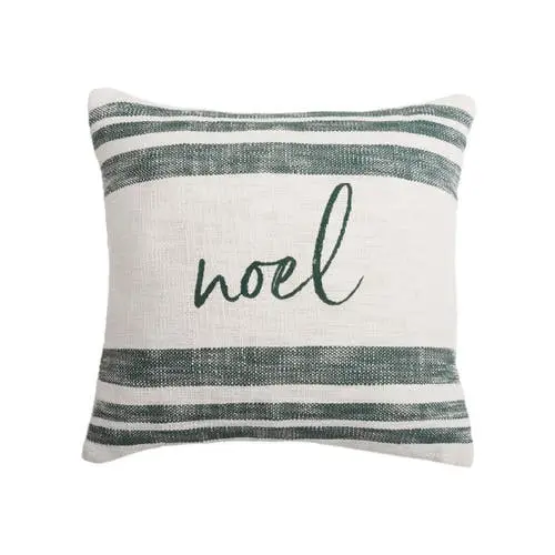 CAROL & FRANK Morgan Christmas Holiday Striped Decorative Euro Pillow Collection - Green