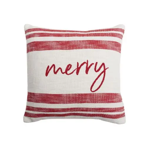 CAROL & FRANK Morgan Christmas Holiday Striped Decorative Euro Pillow Collection - Red
