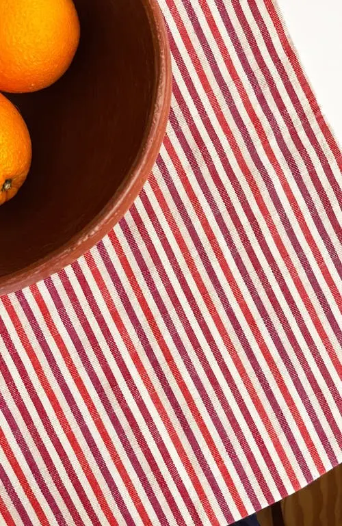 ARCHIVE NEW YORK Handwoven Holly Cotton Table Runner - Red Stripes