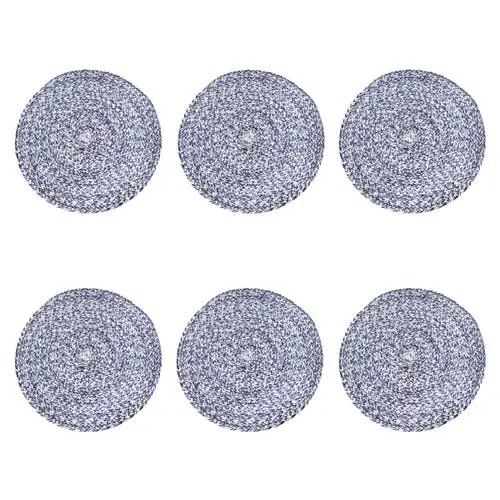 C&F HOME Braided Round Placemats Sets Of 6 Collection - Blue