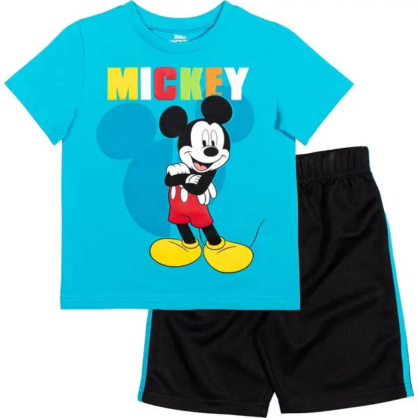 Disney Mickey Mouse & Friends T-shirt & Mesh Shorts Set - Blue/black