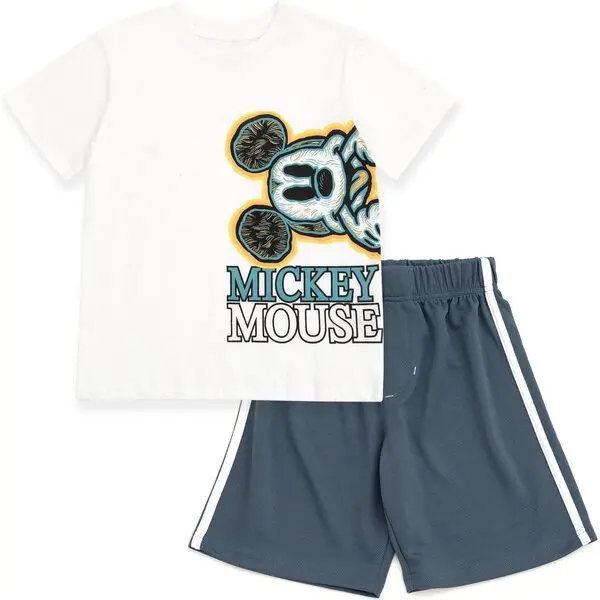 Disney Mickey Mouse & Friends T-shirt & Mesh Shorts Set - Mickey Mouse White