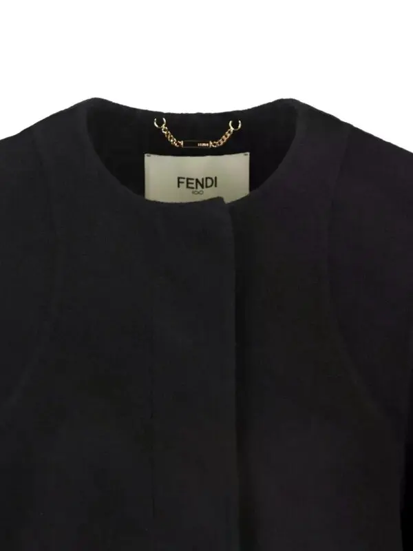 Fendi Oversized Coat With Velvet Pocket Trim - Black