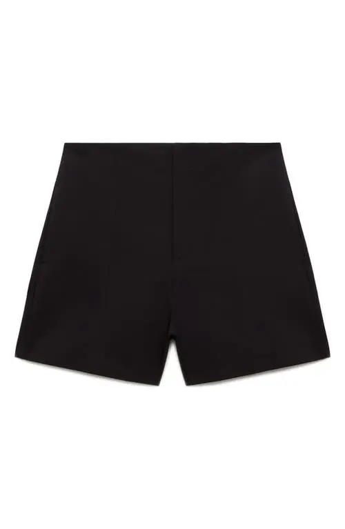 Mango High-waisted Straight Leg Shorts - Black